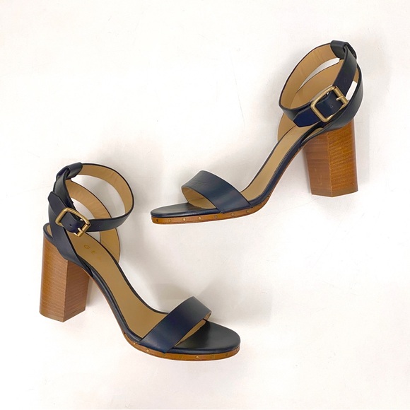 M. Gemi | Shoes | M Gemi Rema Ankle Strap Block Heels Navy Blue 375 ...